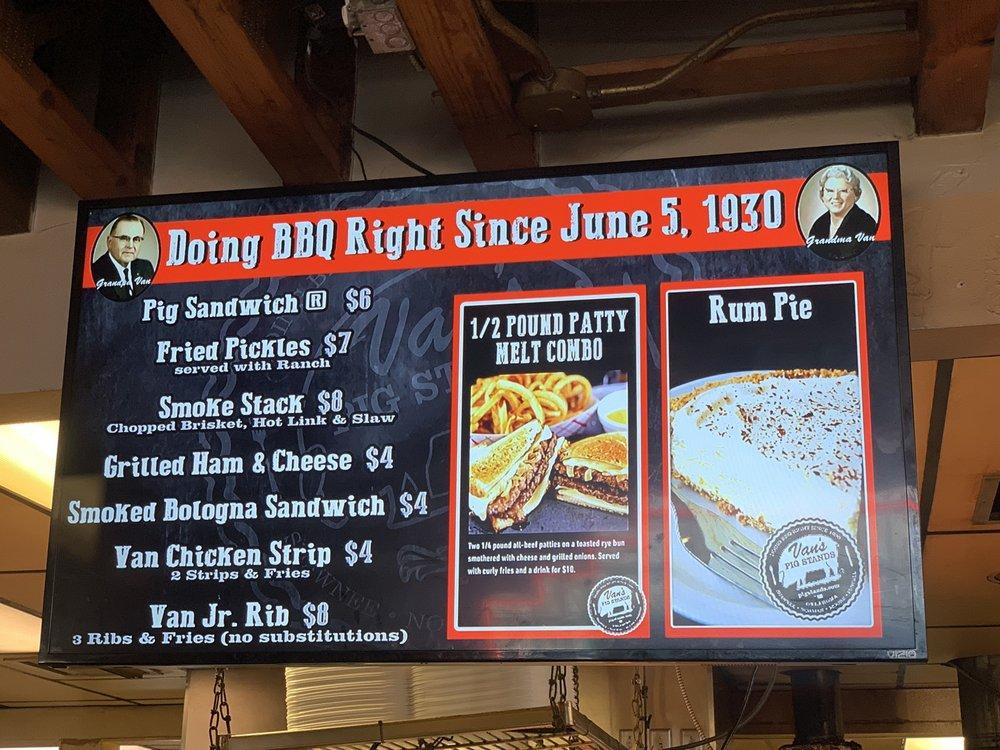 Menu at Van's Pig Stands - Norman BBQ, Norman, 320 N Porter Ave