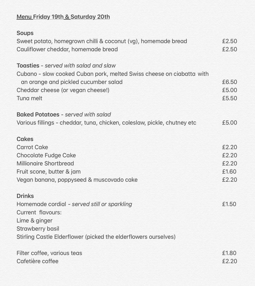 Menu at Darnley Coffee House, Stirling