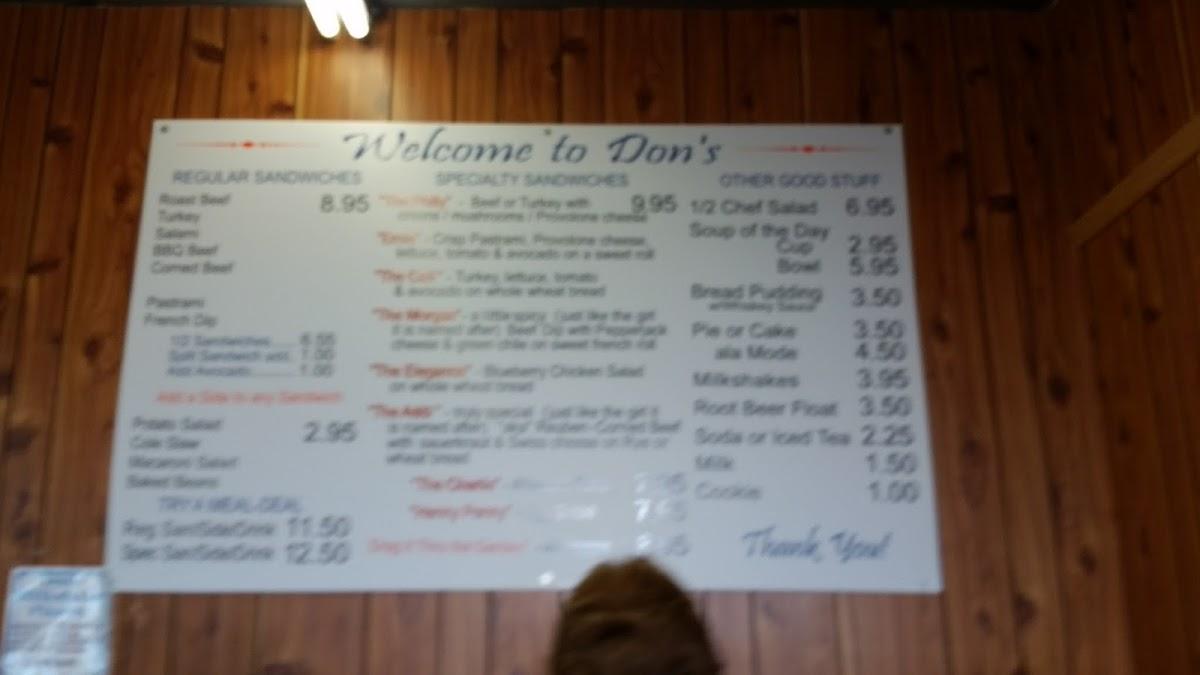 Menu at Don's Sandwich Shop & Deli restaurant, Redding