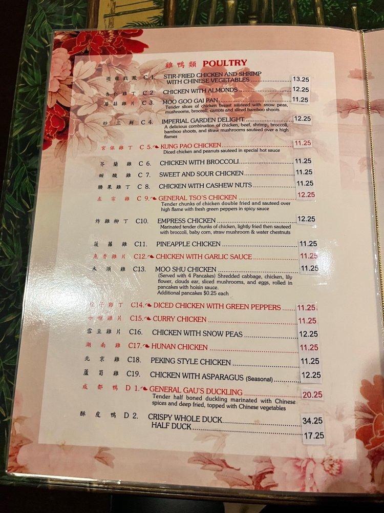 Menu at Imperial Garden Chinese Restaurant, Raleigh