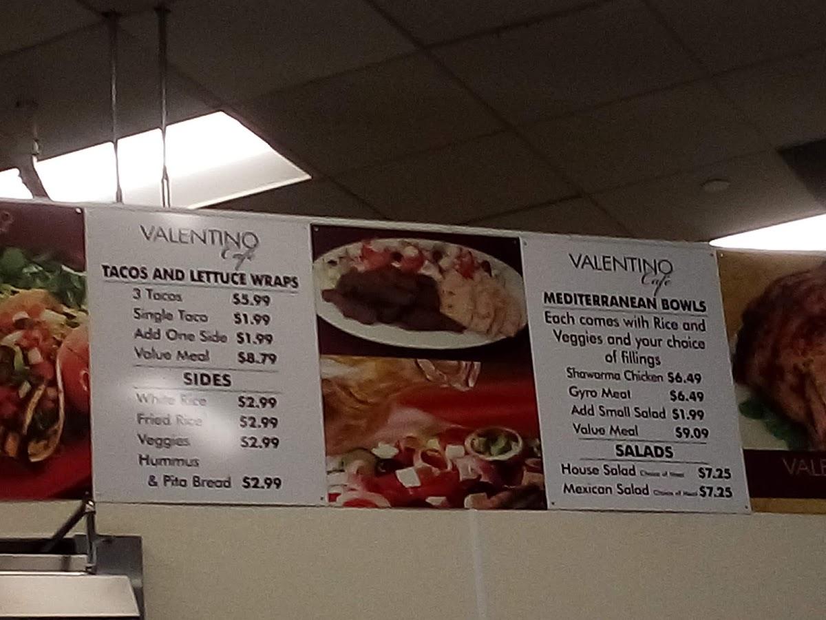 Menu at Valentino Cafe, Minneapolis