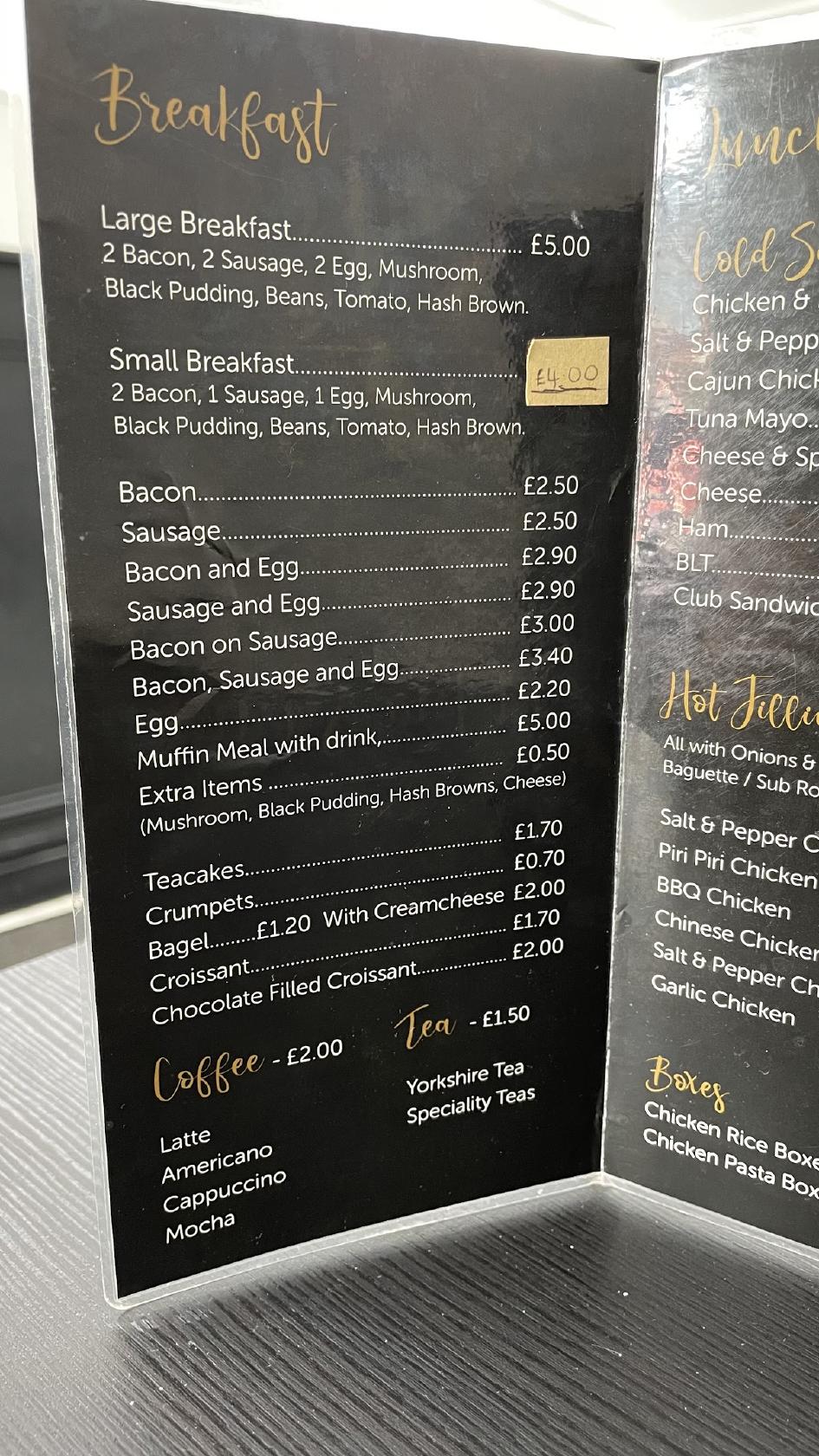 Menu at S & A Baked restaurant, Skelmersdale