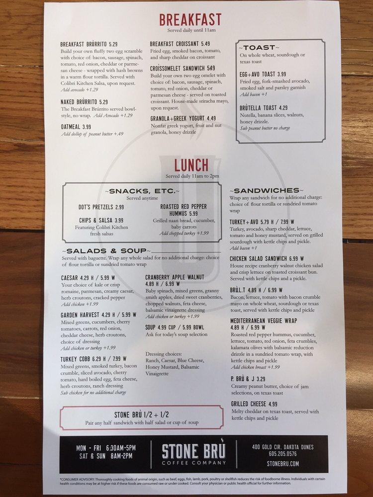 Menu at Stone Bru pub & bar, Sioux City, Gordon Dr