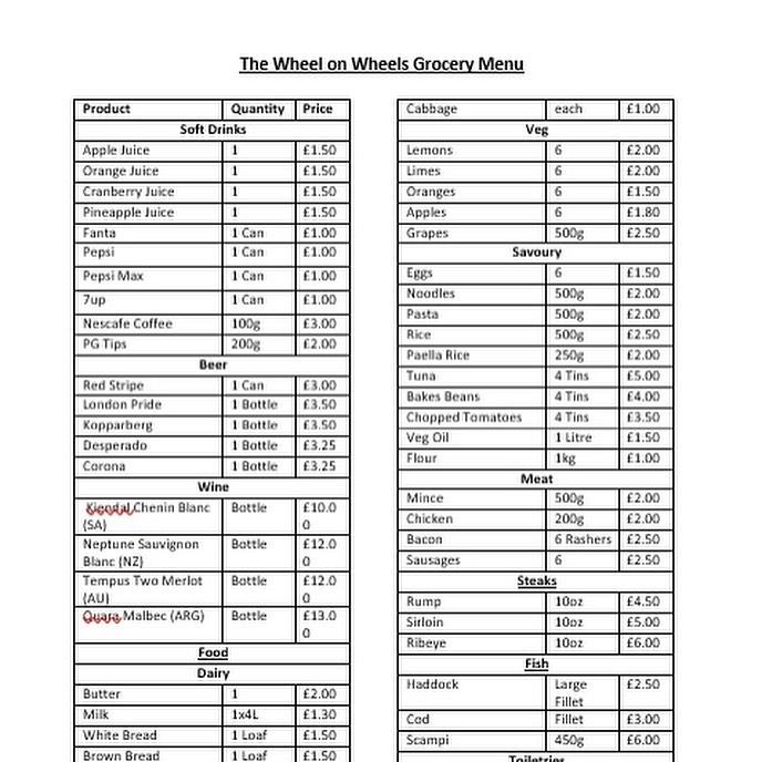 Menu at Wheel Inn pub & bar, Ashford, Westwell Lane
