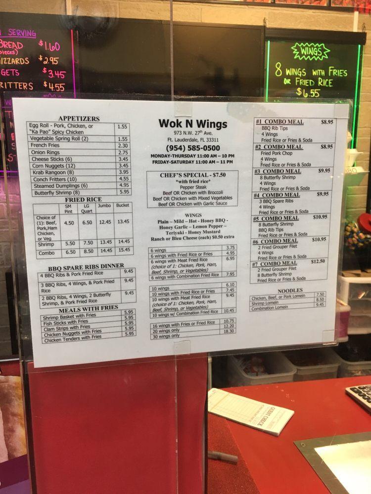Menu at Wok n Wings restaurant, Fort Lauderdale