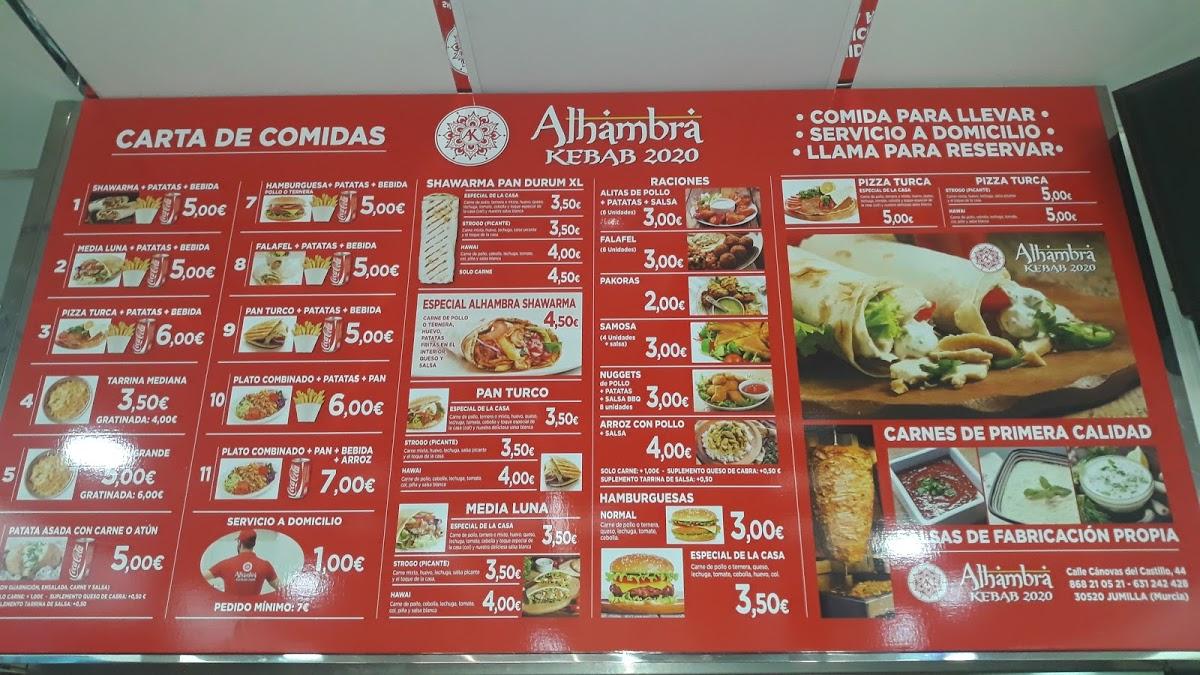 Menu at Alhambra kebab 2020 Jumilla restaurant, Jumilla DO