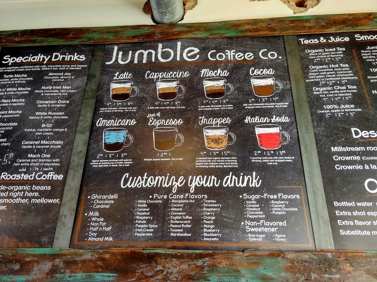Menu at Jumble Coffee Co. Asbury pub & bar, Asbury, Asbury Rd