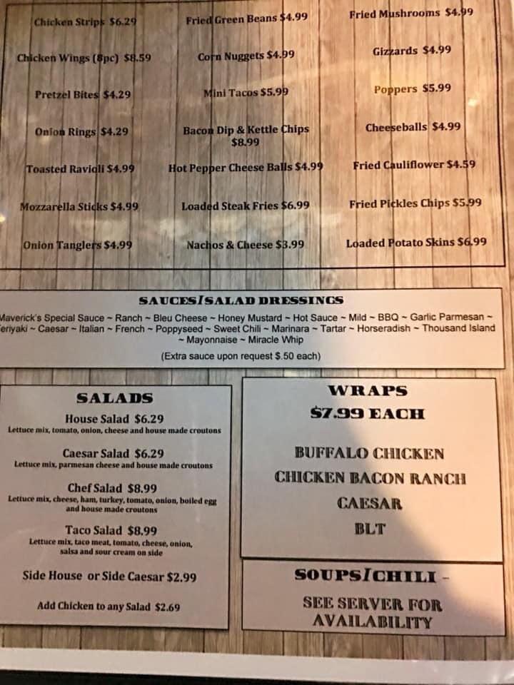 Menu at Maverick’s Bar and Grill Marthasville, Marthasville, State Hwy 47