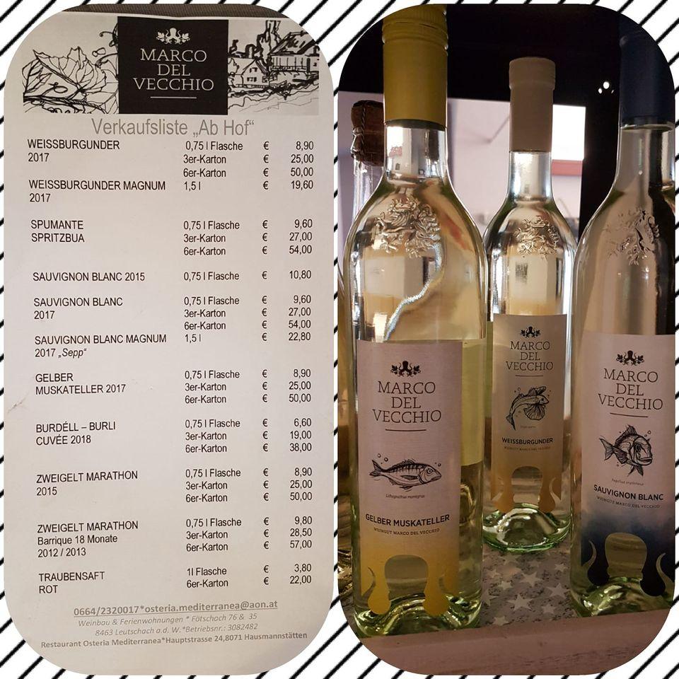 Speisekarte von Osteria Marco Del Vecchio restaurant, Leutschach