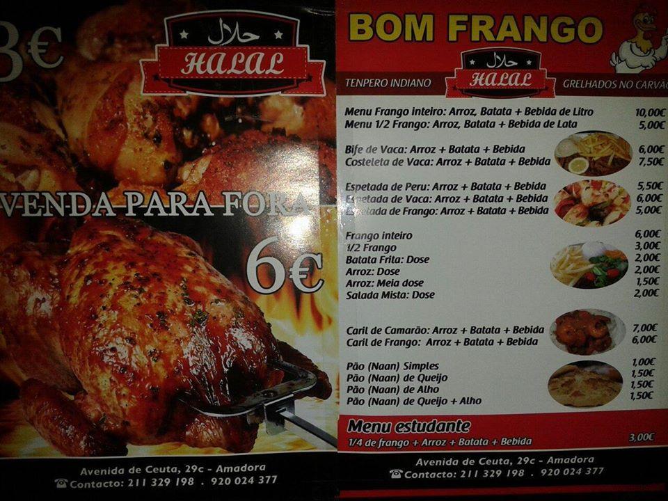 Menu at Churrasqueira BOM FRANGO restaurant, Amadora