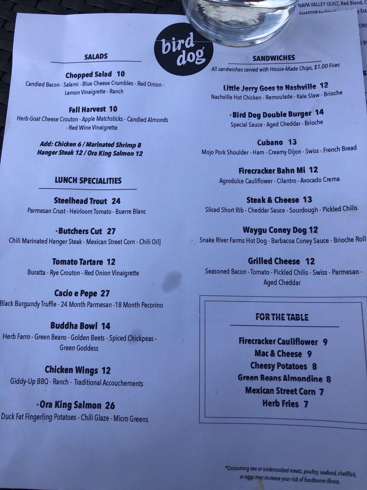 Menu at Bird Dog pub & bar, Mattawan