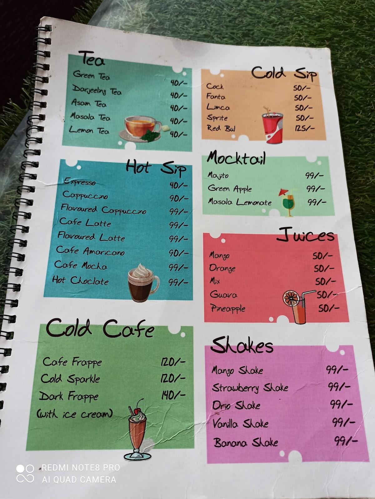 Menu at Cafe House, Dehradun