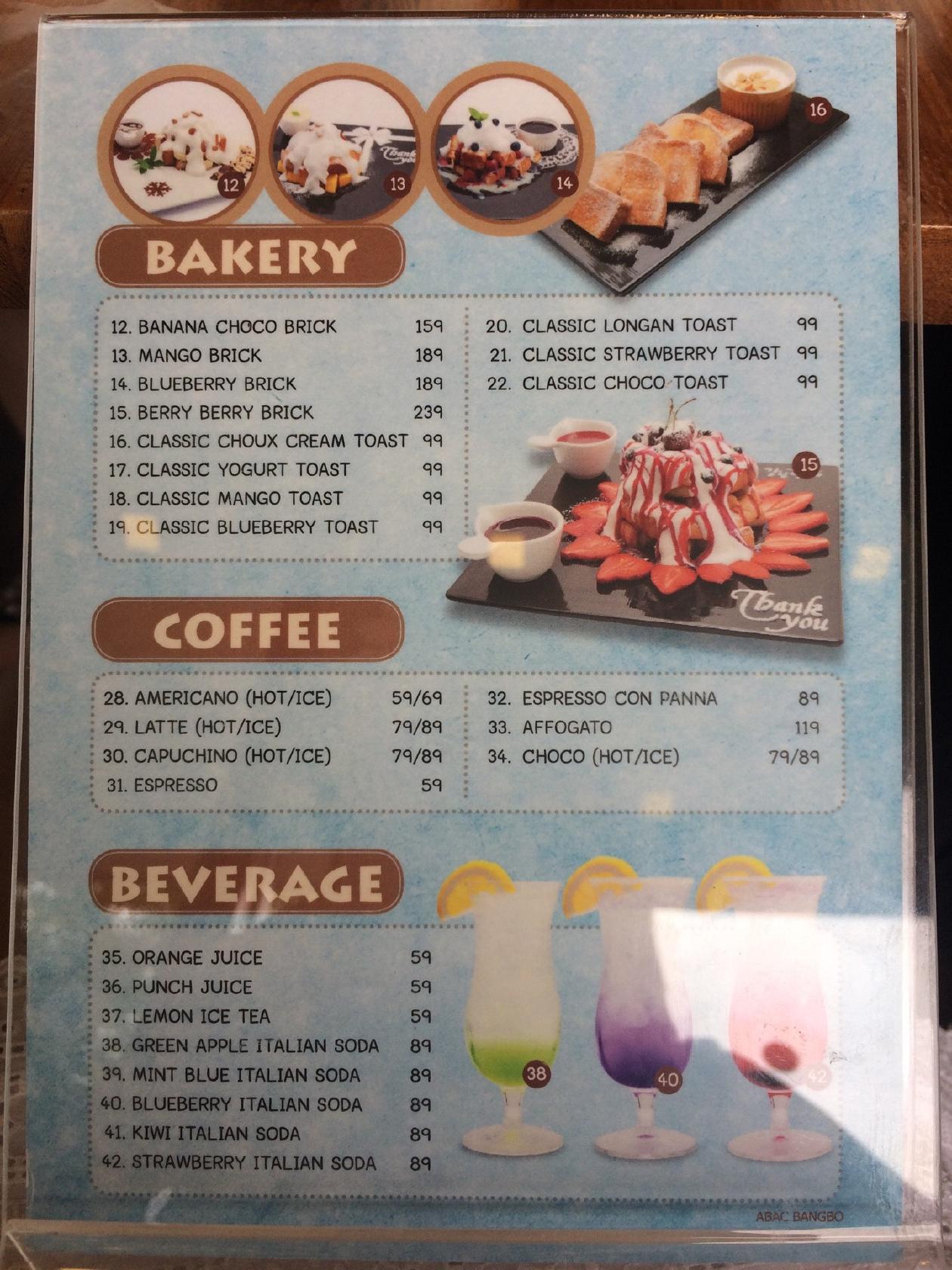 Menu at Gangnam BingSu restaurant, Bang Sao Thong, ซอย 13 บี