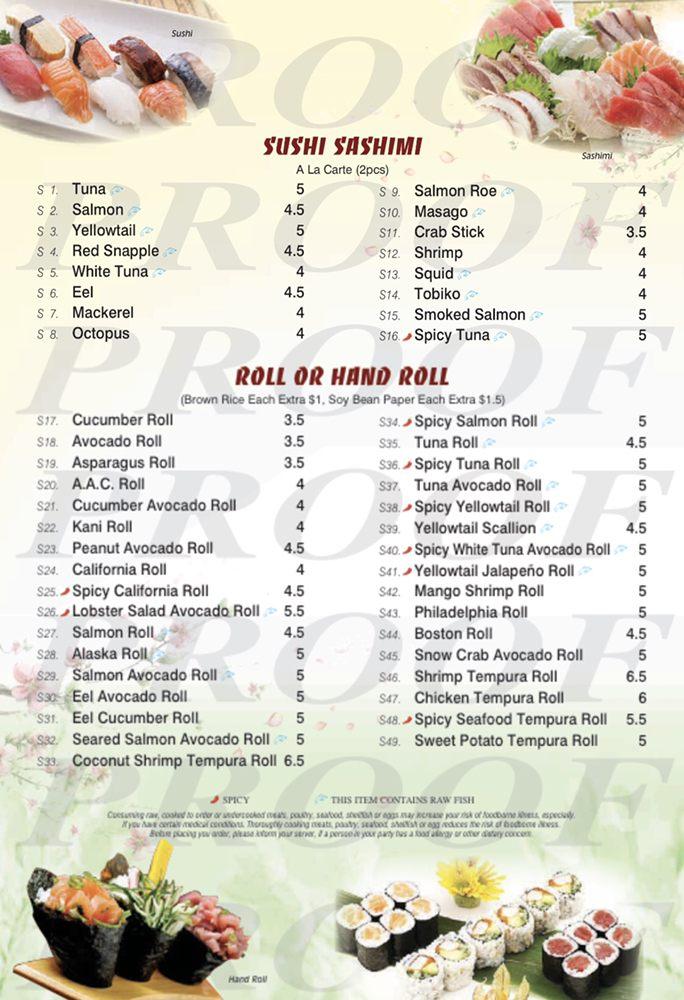 Menu at Katana Japanese Restaurant Sushi&Hibachi, Dover