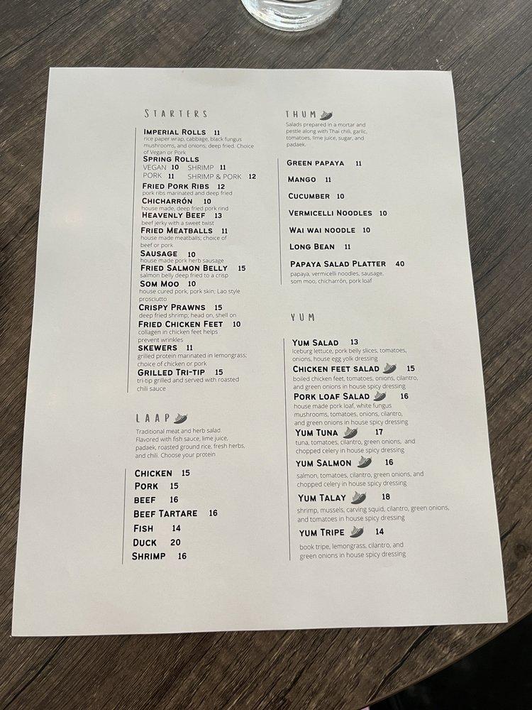Menu at Lao, Der! restaurant, Stockton