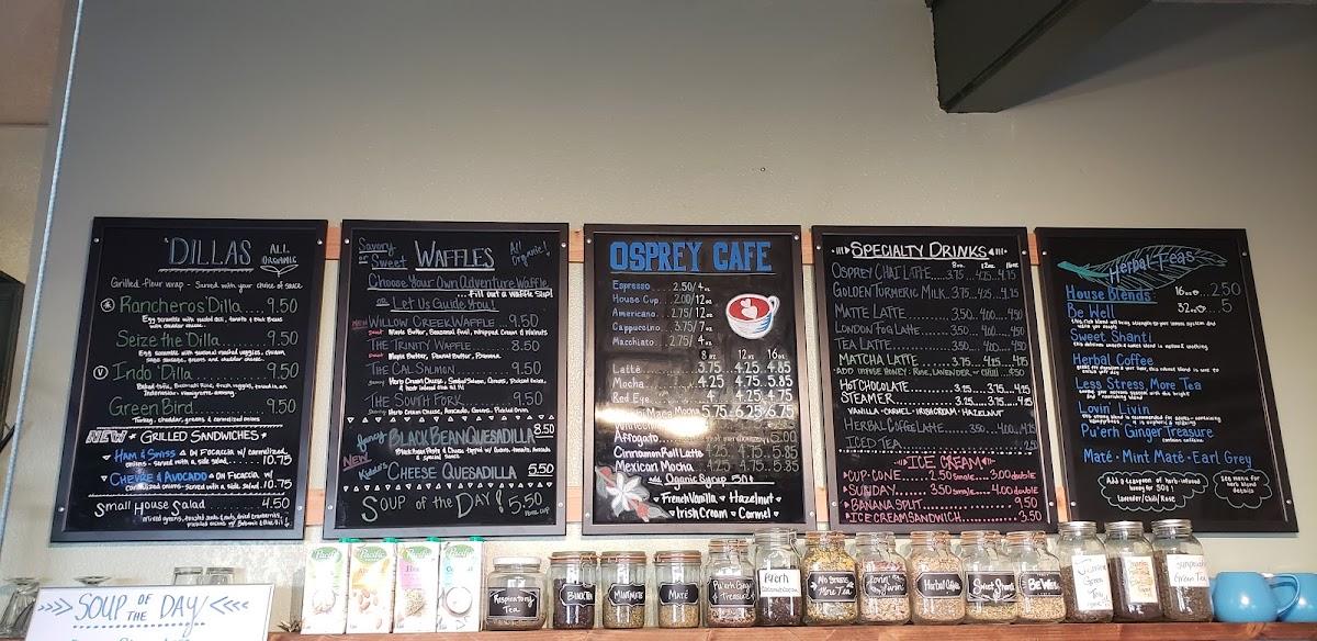 Menu at Osprey Café cafe, Willow Creek
