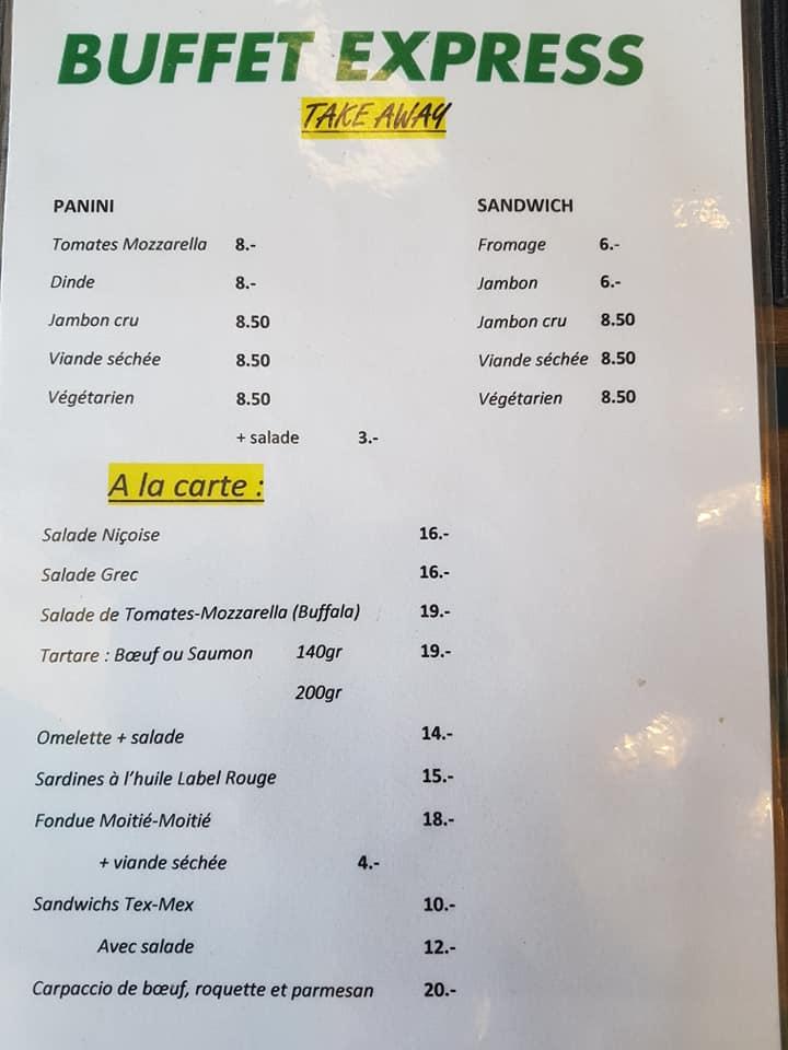Menu at Buffet Express, Geneva