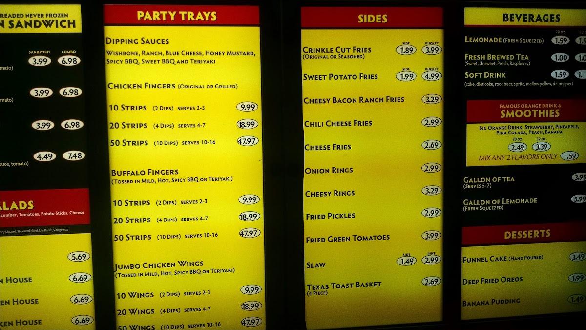 Menu at Wishbones restaurant, Knoxville, Clinton Hwy
