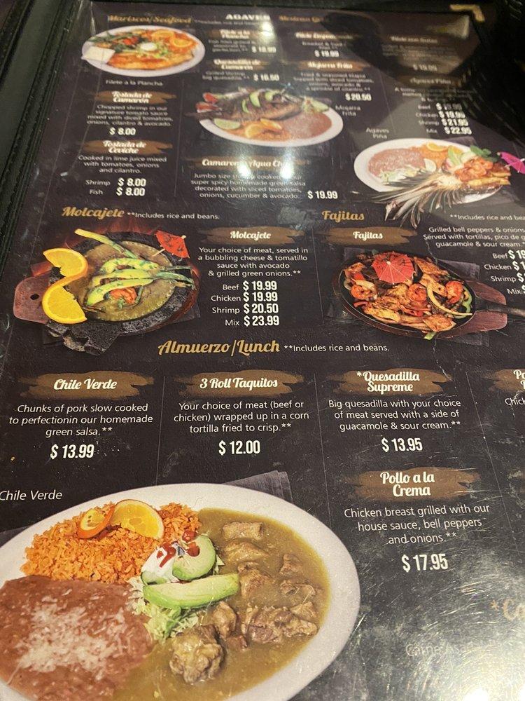 Menu at Agaves Mexican Grill restaurant, Merced