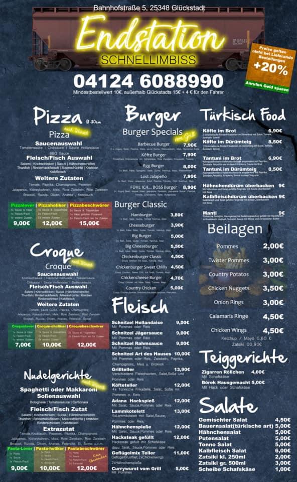 Speisekarte von Endstation Schnellimbiss Glückstadt restaurant, Glückstadt