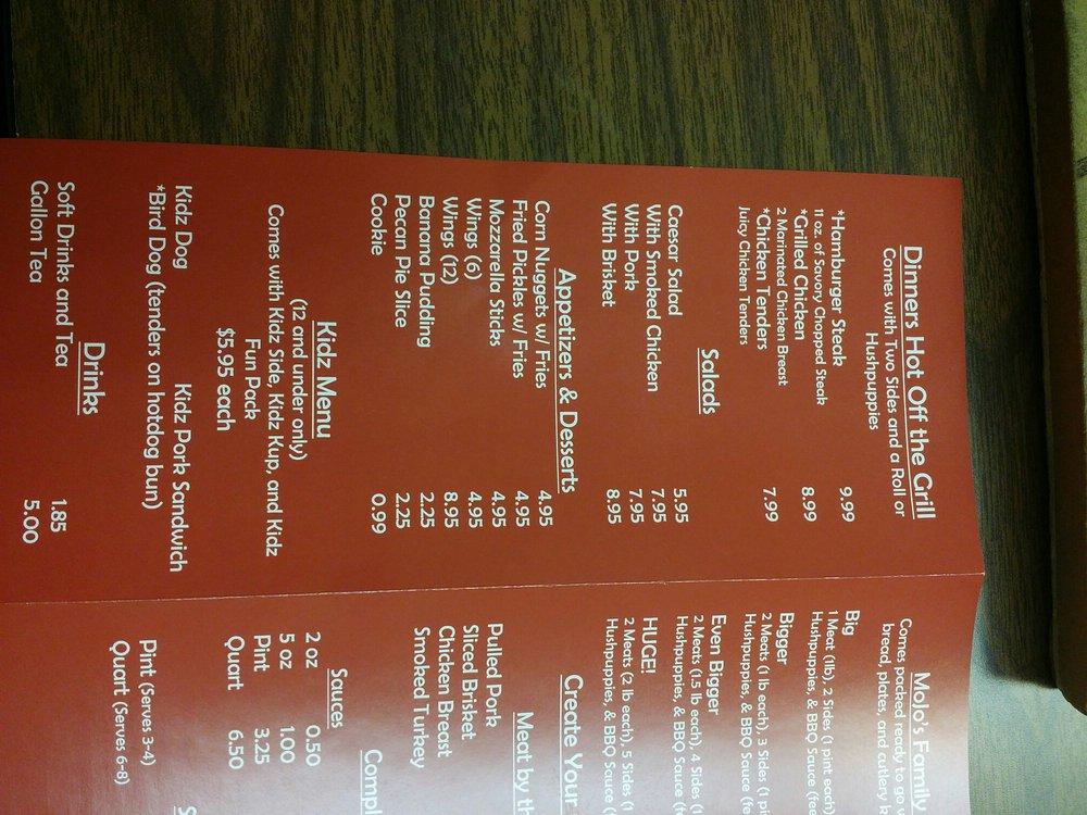Menu at MoJo's BBQ & Grill, Fulton