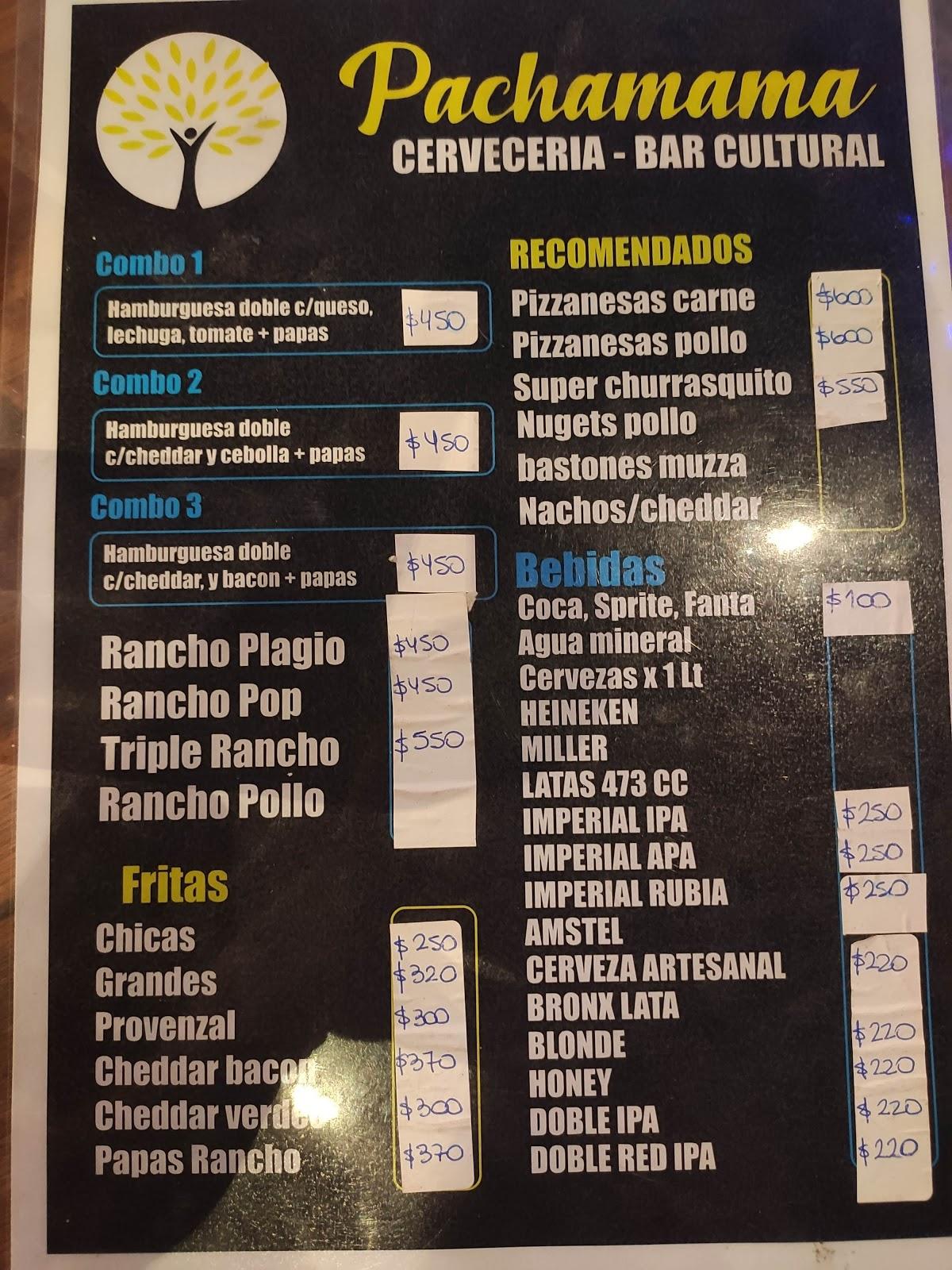 Menu at Pachamama pub & bar, Del Viso