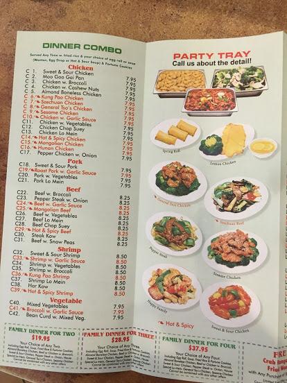 Menu at China King restaurant, Clintonville
