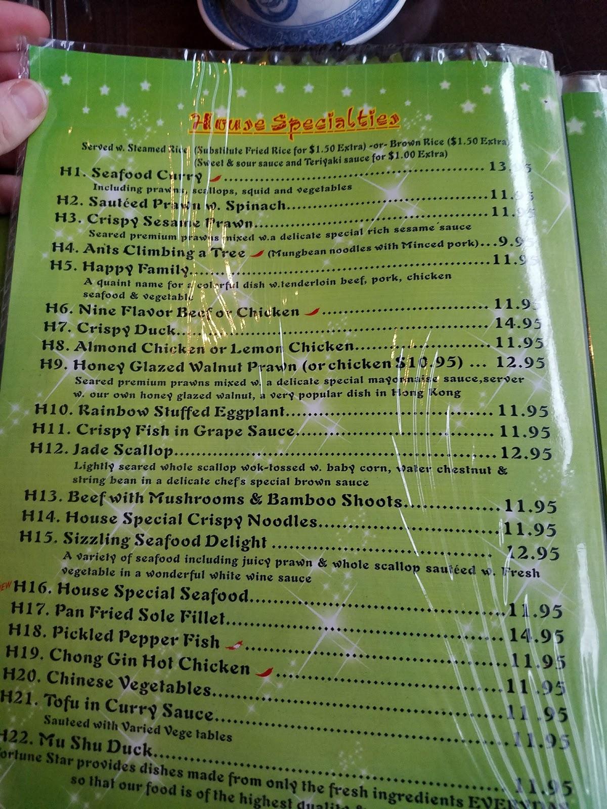 Menu at Fortune Star Chinese Restaurant, Sequim