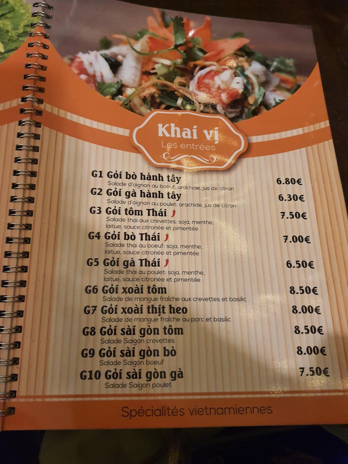 Menu au Le Saigon restaurant, Sausheim