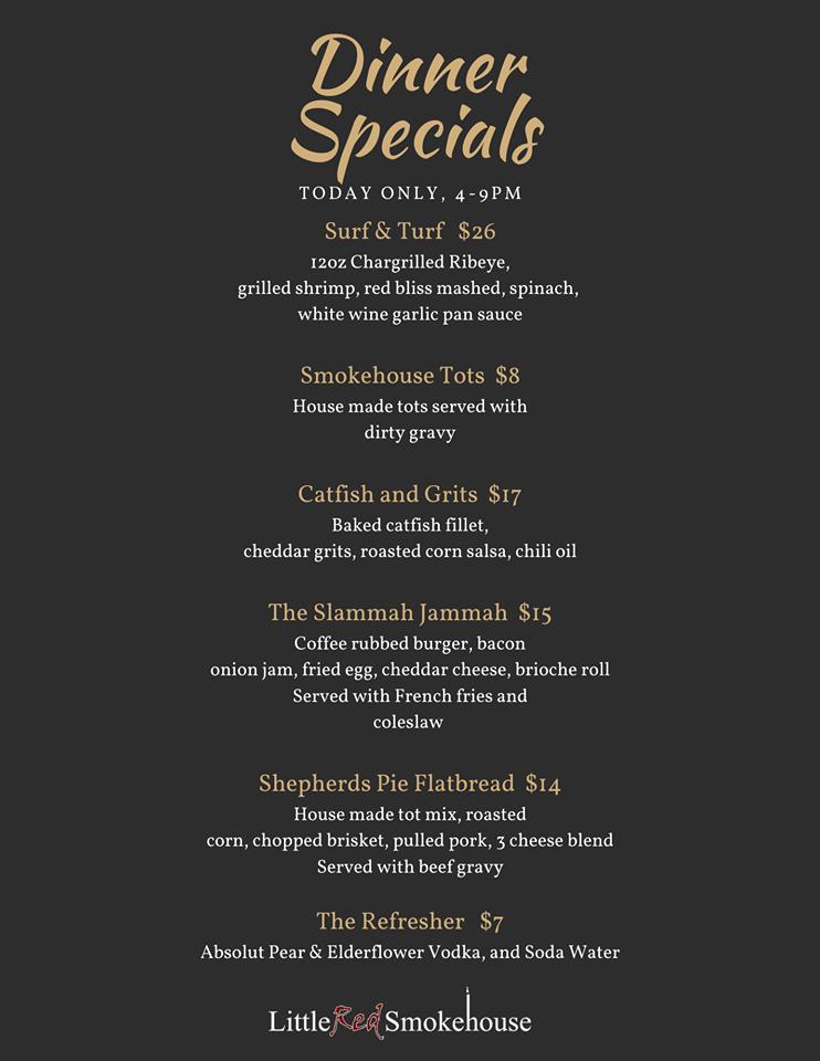 Menu at Little Red Smokehouse restaurant, Carver