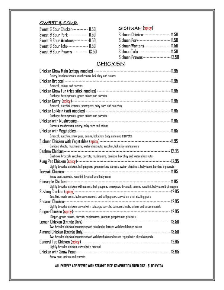 Menu at Orient Express Restaurant, Whitefish