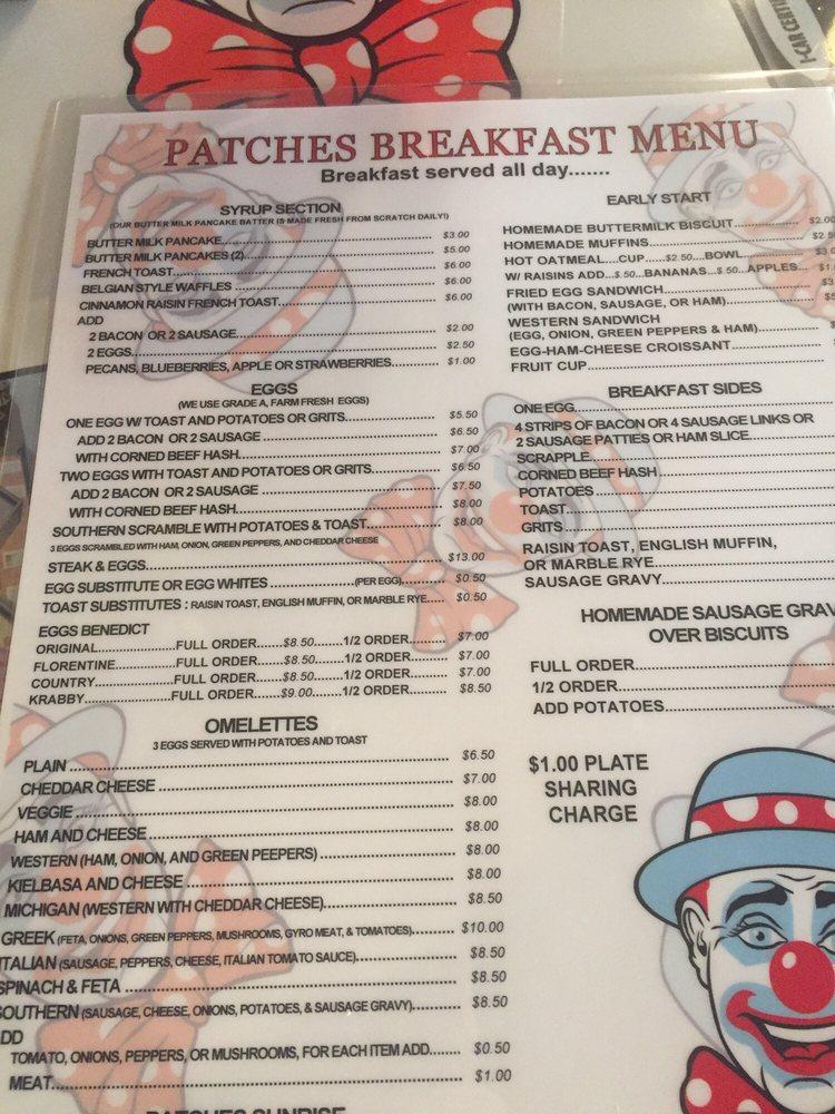 Menu at Patches Restaurant, Venice