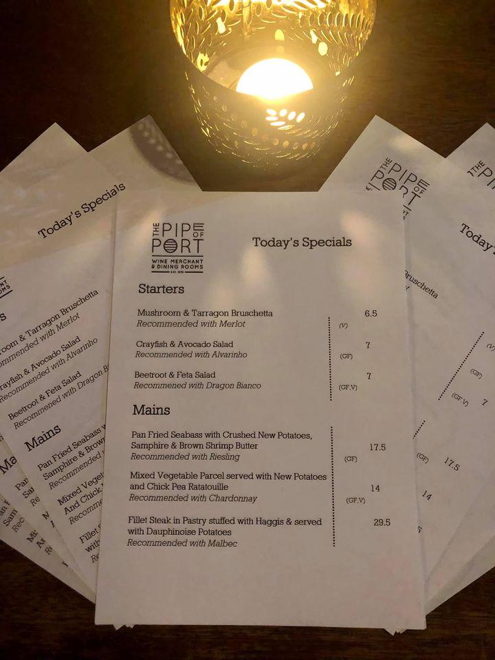 Menu at The Pipe of Port pub & bar, Southend-on-Sea