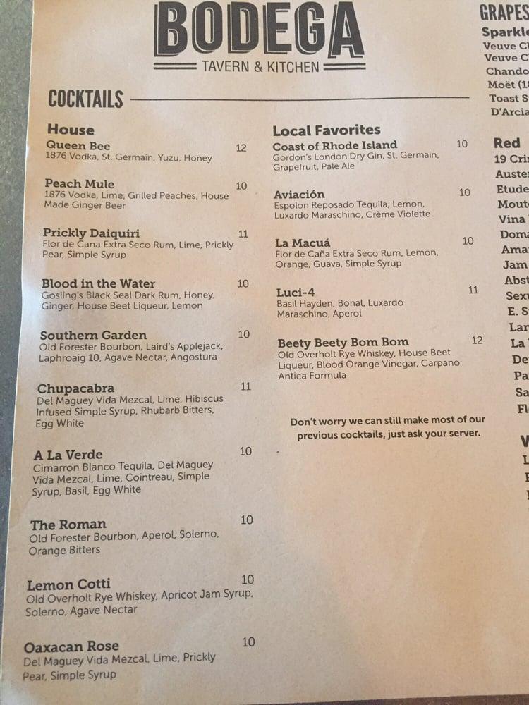 Menu at Bodega Tavern & Kitchen pub & bar, McAllen