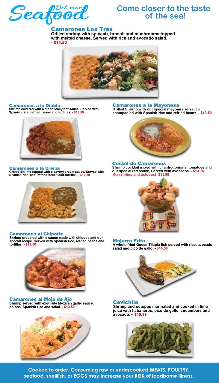 Menu at Los Tres Mexican Restaurant, Cary