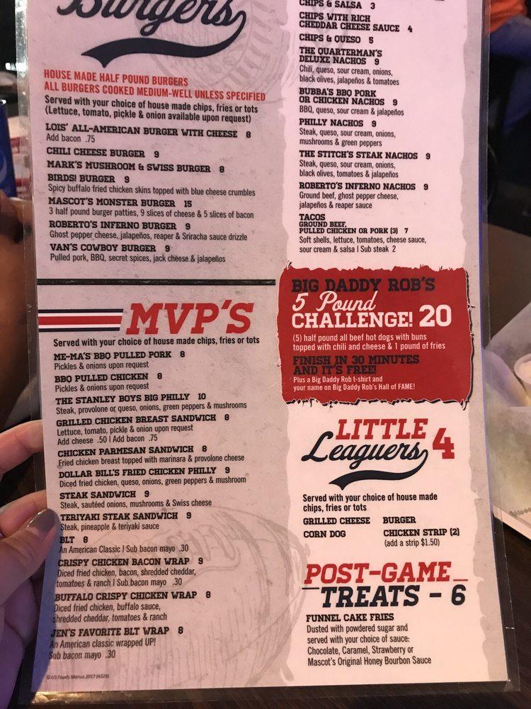 Menu at Mascots pub & bar, St. Peters