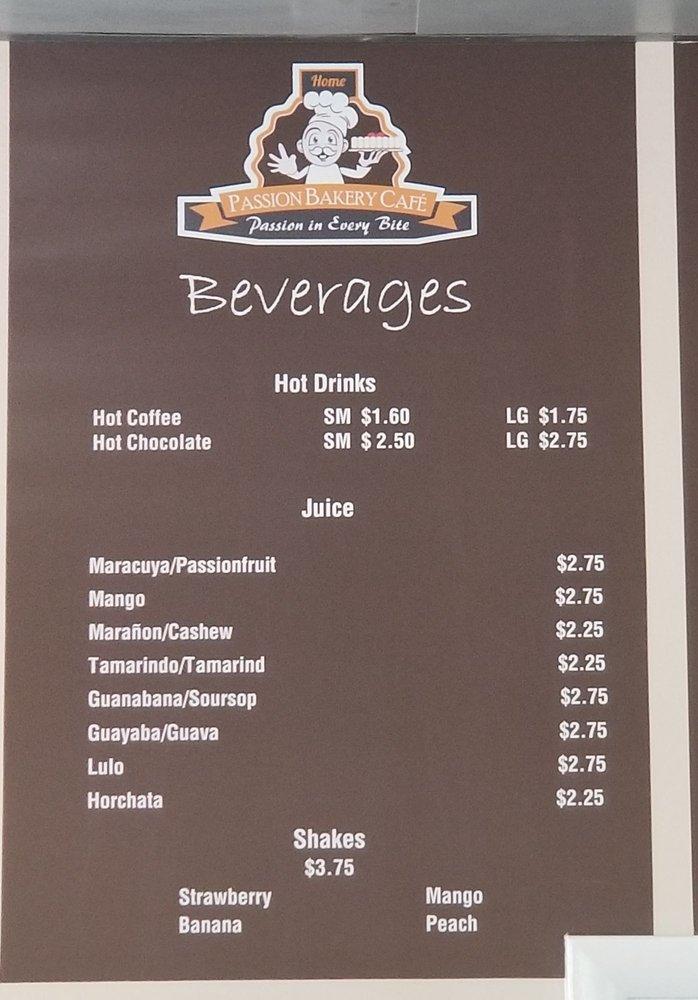 Menu at Passion Bakery Cafe, Aspen Hill