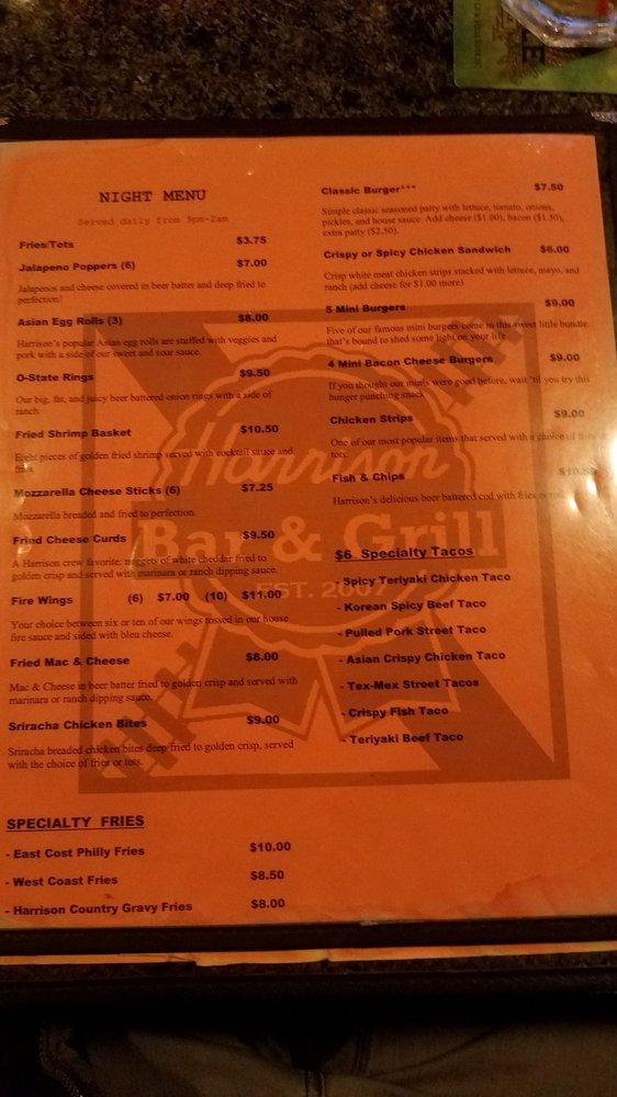 Menu at Harrison Bar & Grill, Corvallis