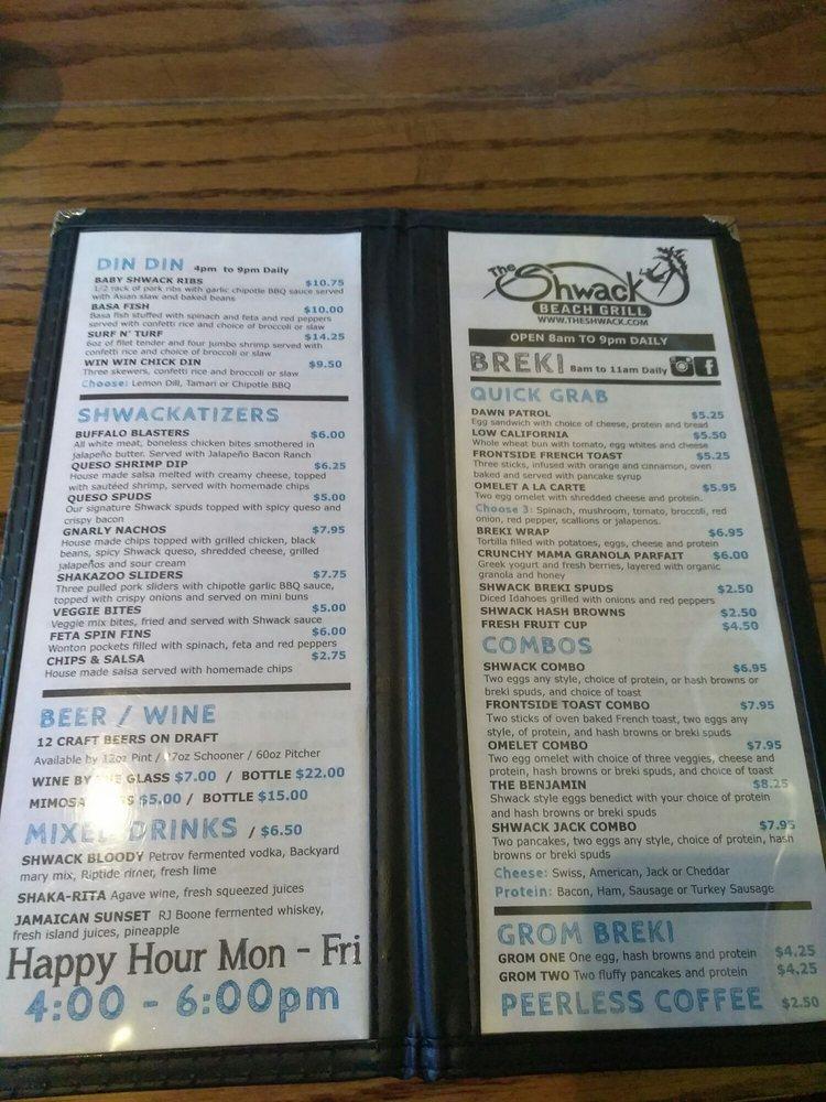Menu at The Shwack Beach Grill pub & bar, Dana Point