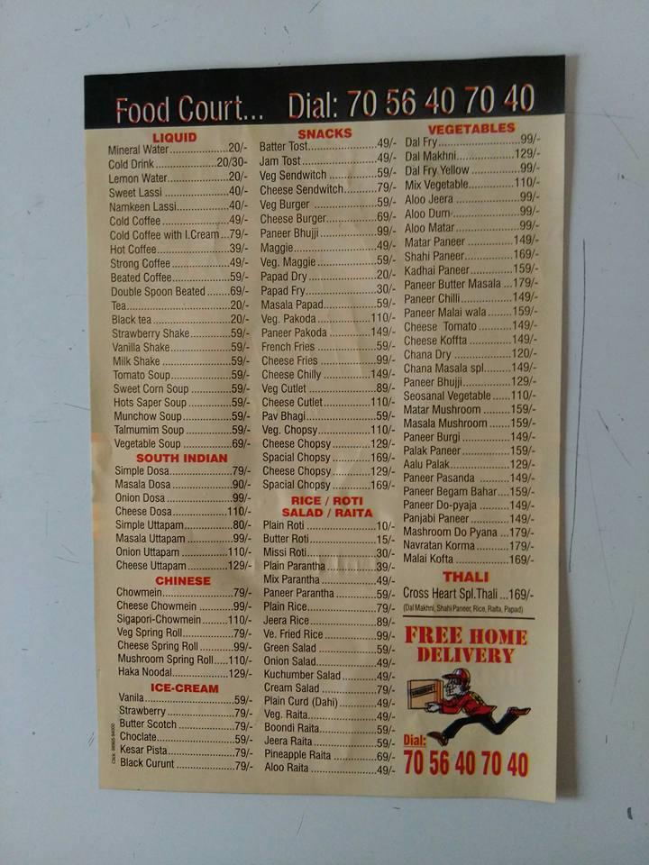 Menu at CROSS HEART, Hisar
