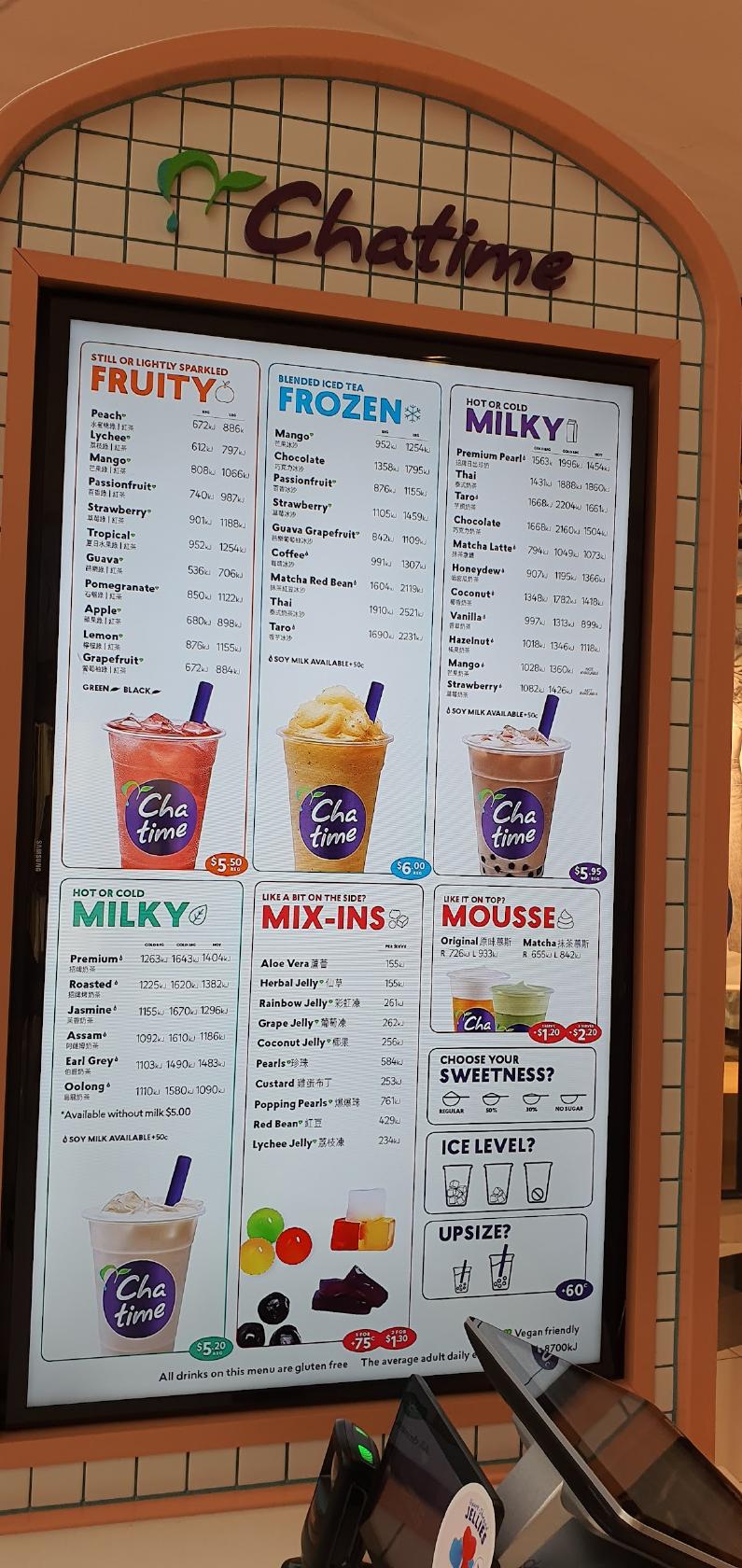 Menu at Chatime Chadstone, Chadstone