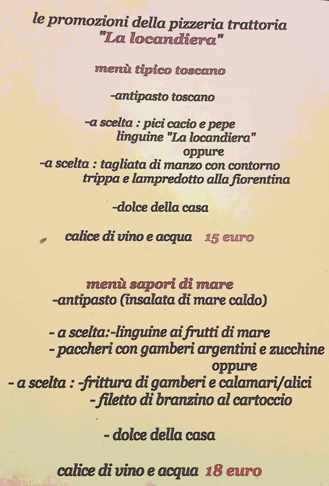 Menu da La locandiera ristorante, Casalguidi