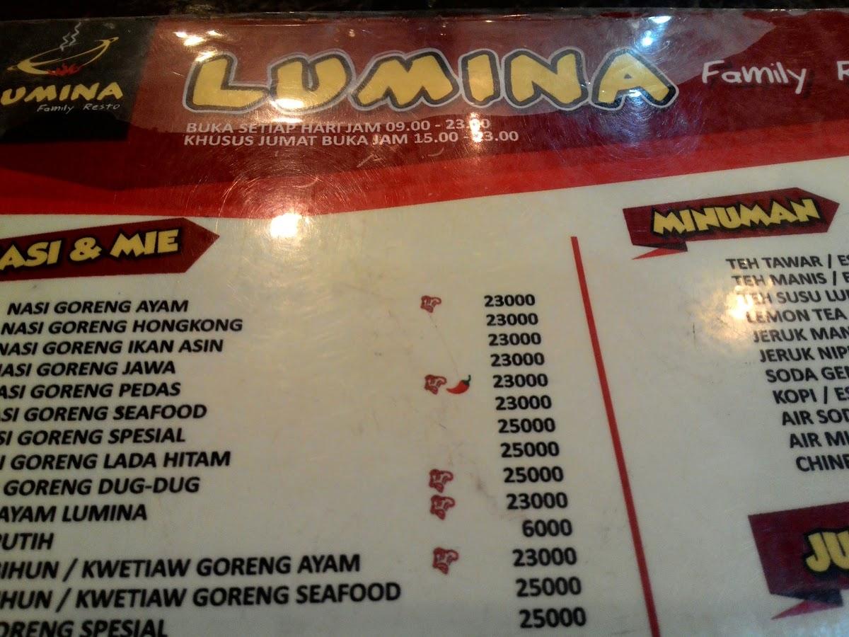 Menu at Lumina Family Resto restaurant, Banjarmasin, Jl. A. Yani