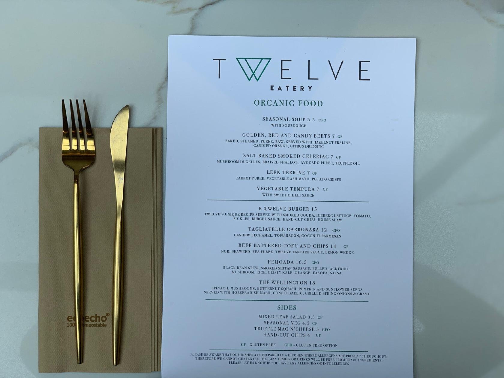 Menu at Twelve Eatery pub & bar, Bournemouth