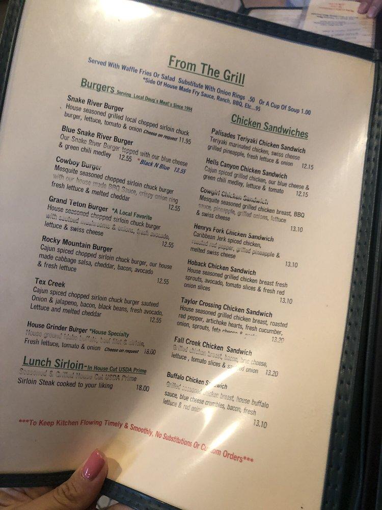 Menu at The SnakeBite Restaurant, Idaho Falls