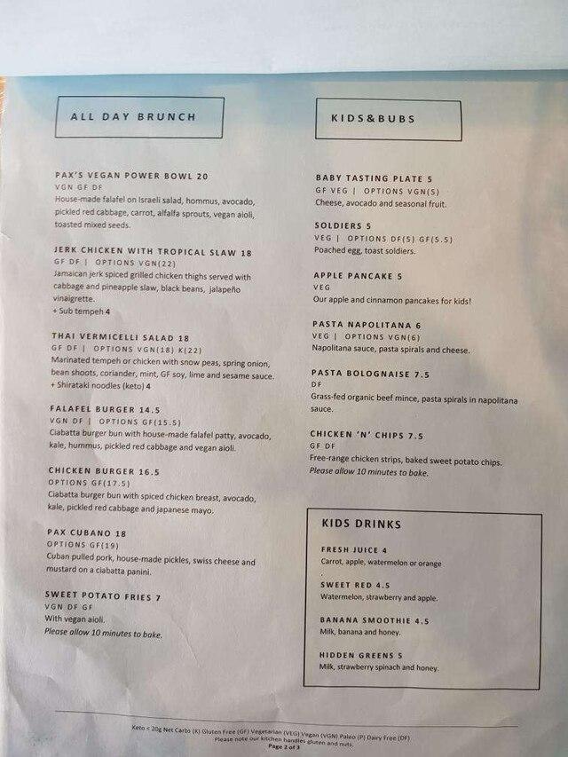 Menu at Veggie Mama cafe, Mount Lawley