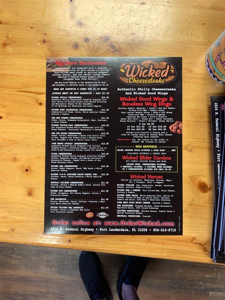 Menu at Wicked Cheesesteaks Pizza & Wings pizzeria, Fort Lauderdale