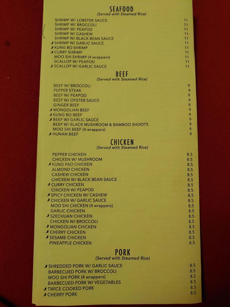 Menu at China Chef restaurant, Fernley