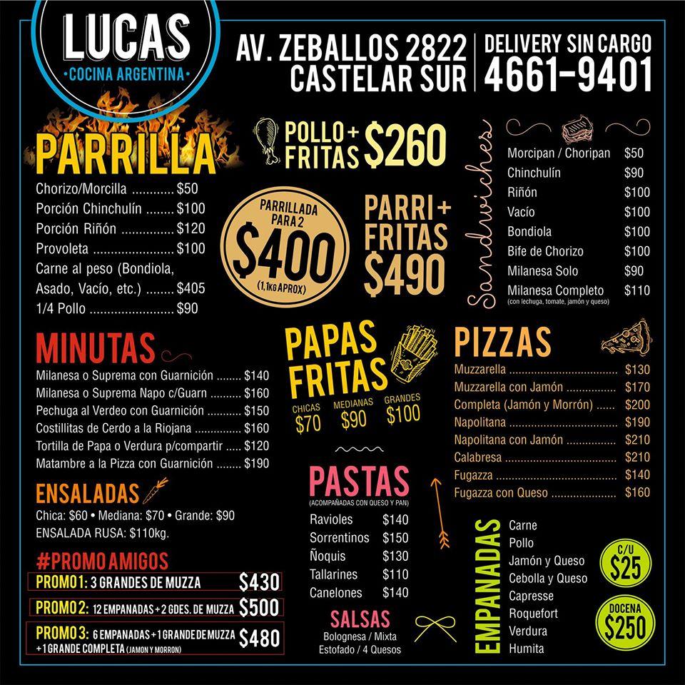 Menu at Parrilla Don Lucas, Morón