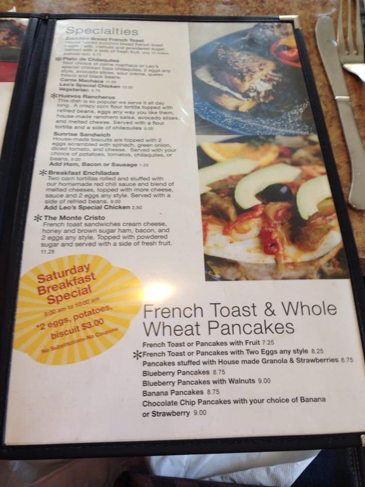 Menu at Eclectic Cafe, Tucson